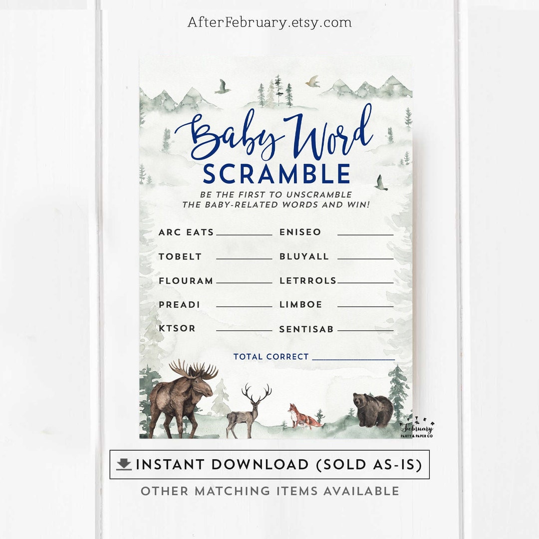 Baby Word Scramble Game It s A Boy Navy Sage Mountain Etsy Baby Word Scramble Game It s A Boy Navy Sage Mountain Etsy