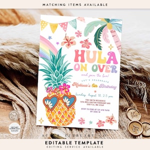 Tropical Pineapple Birthday Invitation: Hula on Over Birthday Party ...