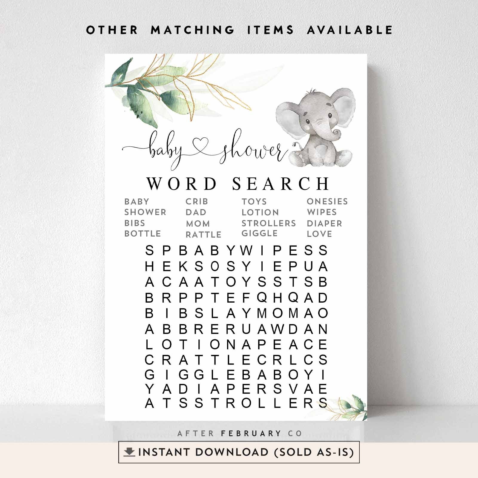 Elephants Printable Word Search