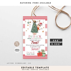 EDITABLE Girl Elf Hello Welcome Back I'm Back Elf Tags Pink Elf Return ...