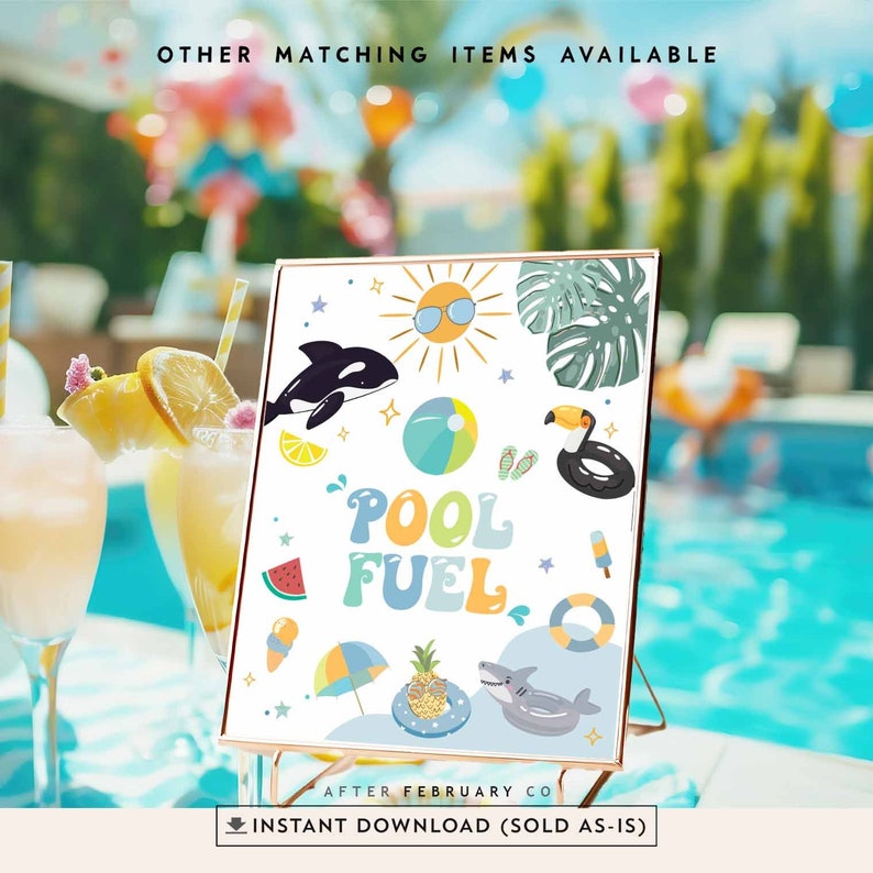 Boy Whale Shark Toucan Pool Splash Pool Feul Table Sign Pool Birthday ...