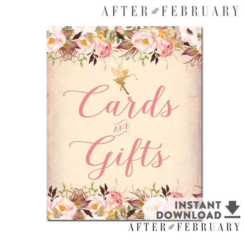 8x10 Cards and Gifts Sign Printable Fairy Baby Shower - Etsy