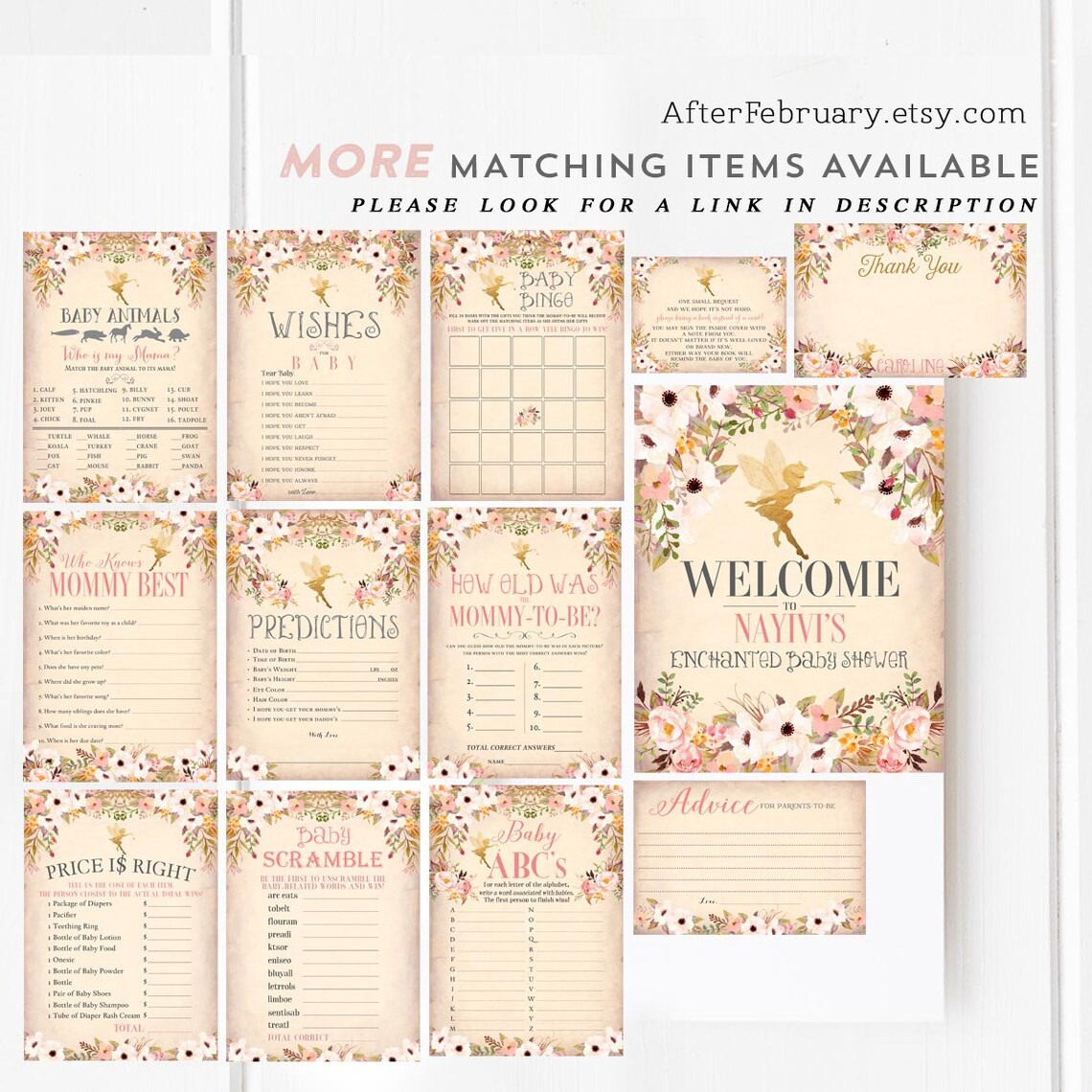 8x10 Cards and Gifts Sign Printable Fairy Baby Shower - Etsy