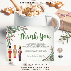 EDITABLE Winter Nutcracker Christmas Party Thank You Note Card Message ...