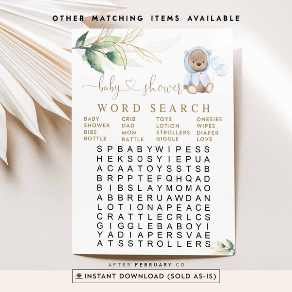 Teddy Bear Word Search - Etsy