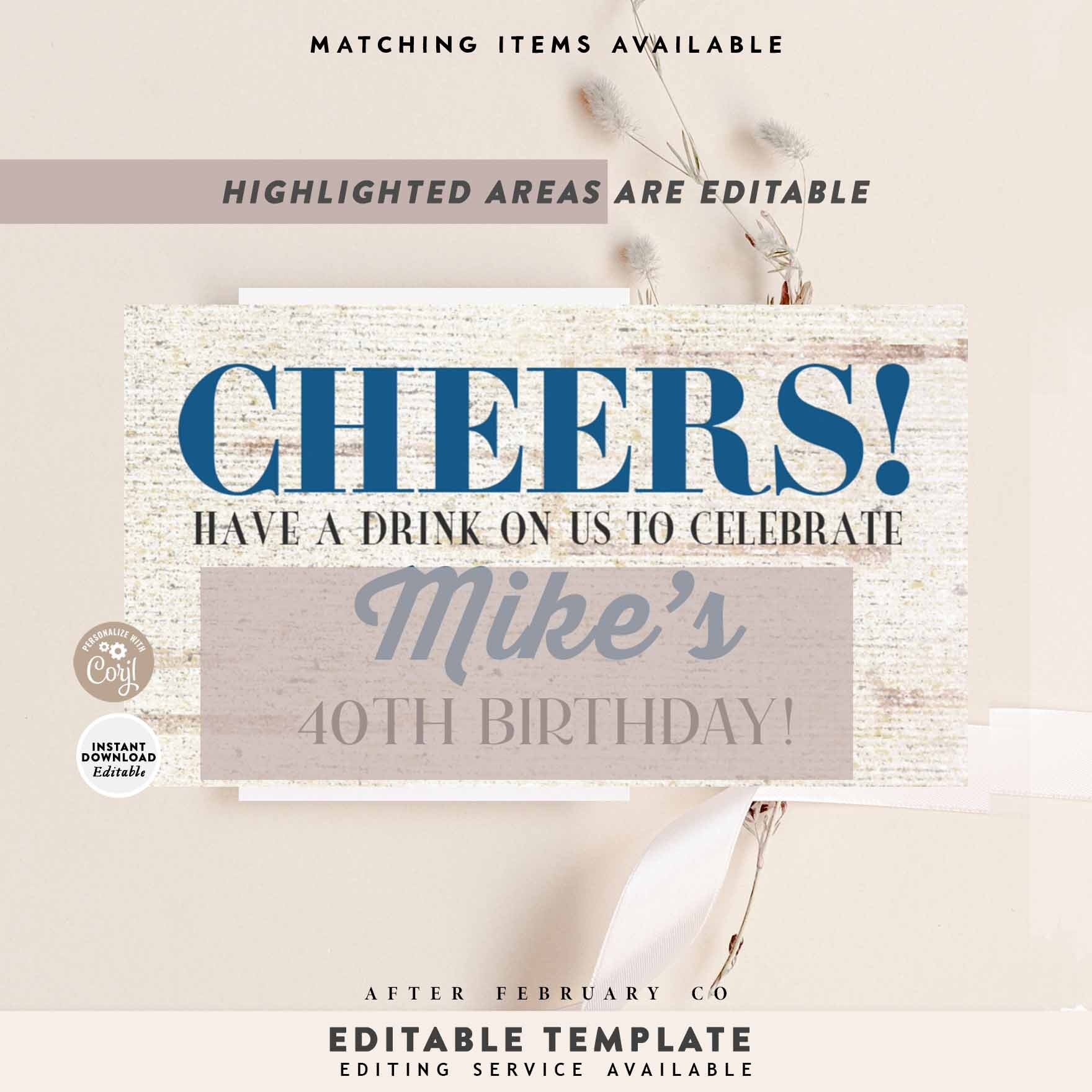 EDITABLE Rustic Drink Tickets Any Event Birthday Party Wedding - Etsy
