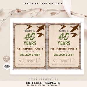 Editable Rustic Retirement Invitation Retirement Party Duck Hunting ...