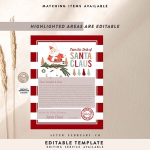 EDITABLE Letter From Santa Official Greeting Letter From Santa Modern ...