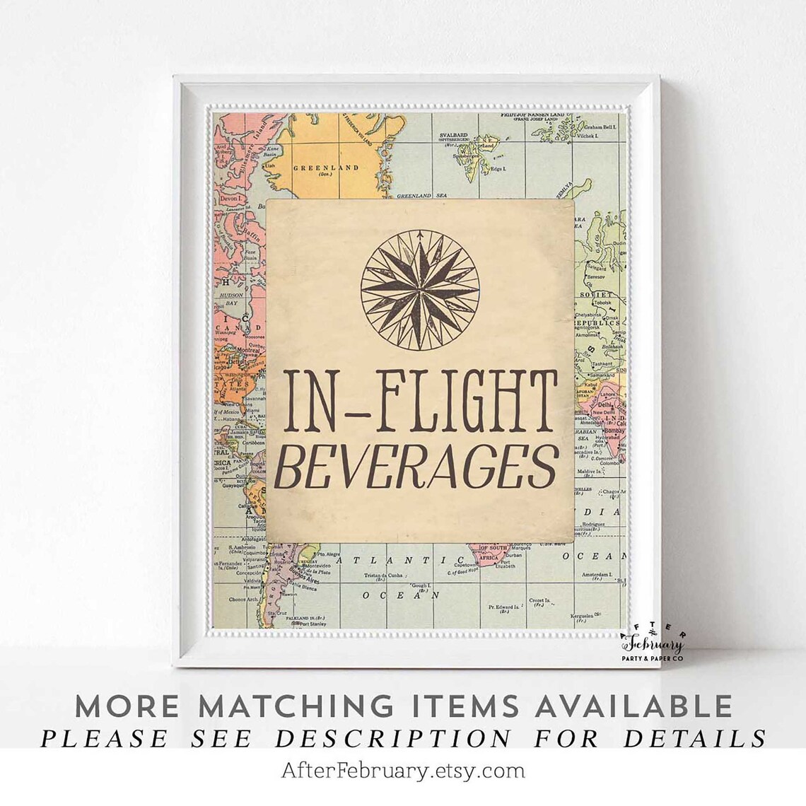 In-flight Beverages Sign Travel Compass Around the World Baby | Etsy
