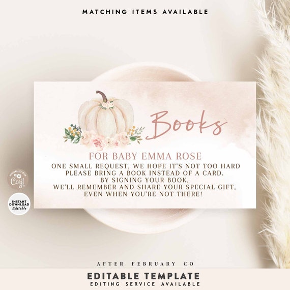EDITABLE Blush Pink Boho Pumpkin Fall Bohemian Boho Books for - Etsy