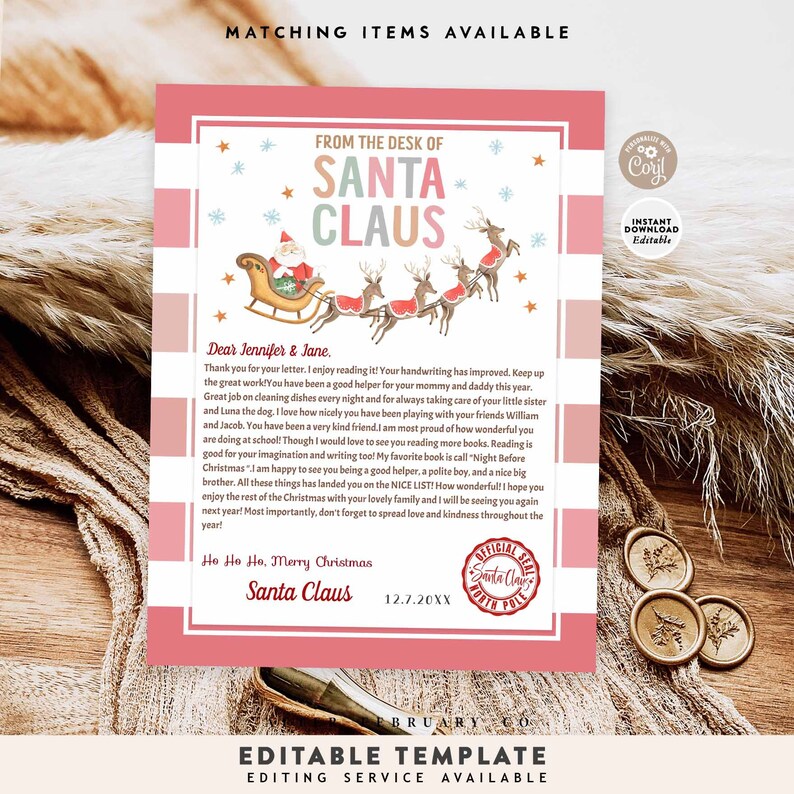 EDITABLE Letter From Santa Official Greeting Letter From Santa - Etsy