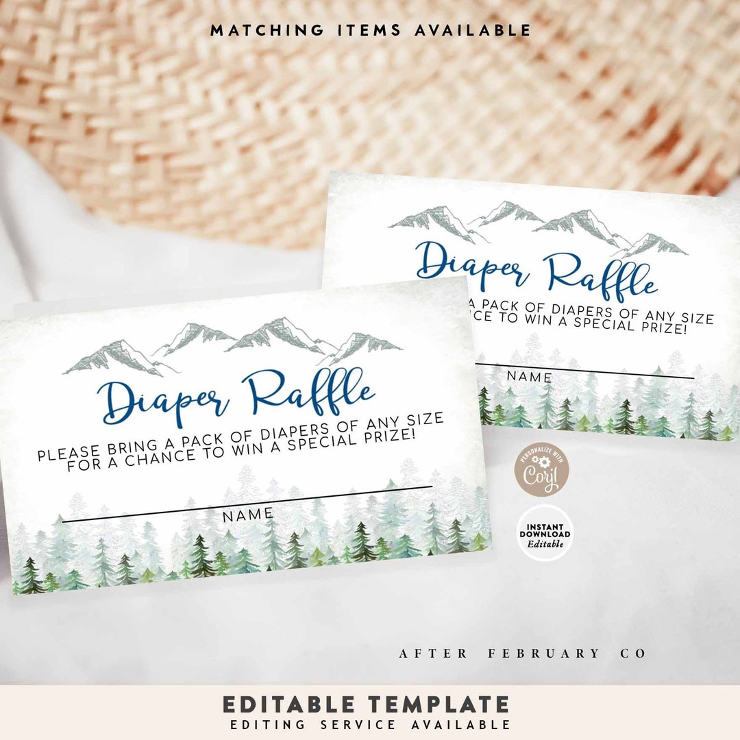 EDITABLE Blue Green Mountain Forest Adventure Baby Shower Sprinkle ...