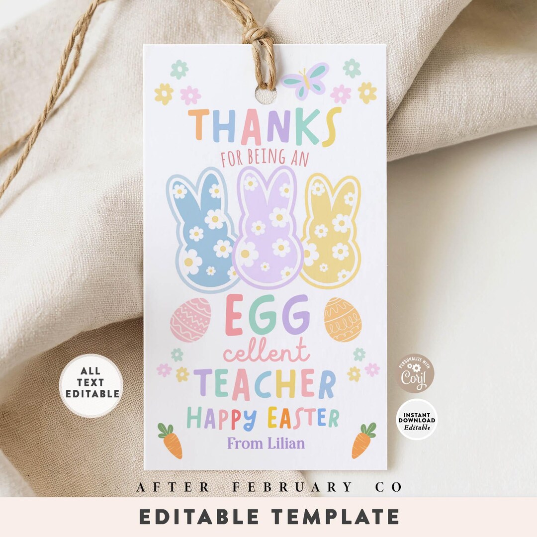 Teacher Appreciation Easter Gift Tag: Eggcellent Egg Cellent Teacher ...