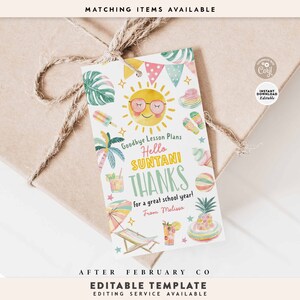 Editable Goodbye Lesson Plans Hello Suntan Sun Tan Teacher Tag ...