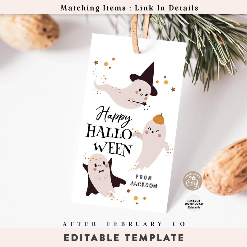 Editable Ghost Halloween Treat Tag: Boy Boo Favor Tags Printable ...