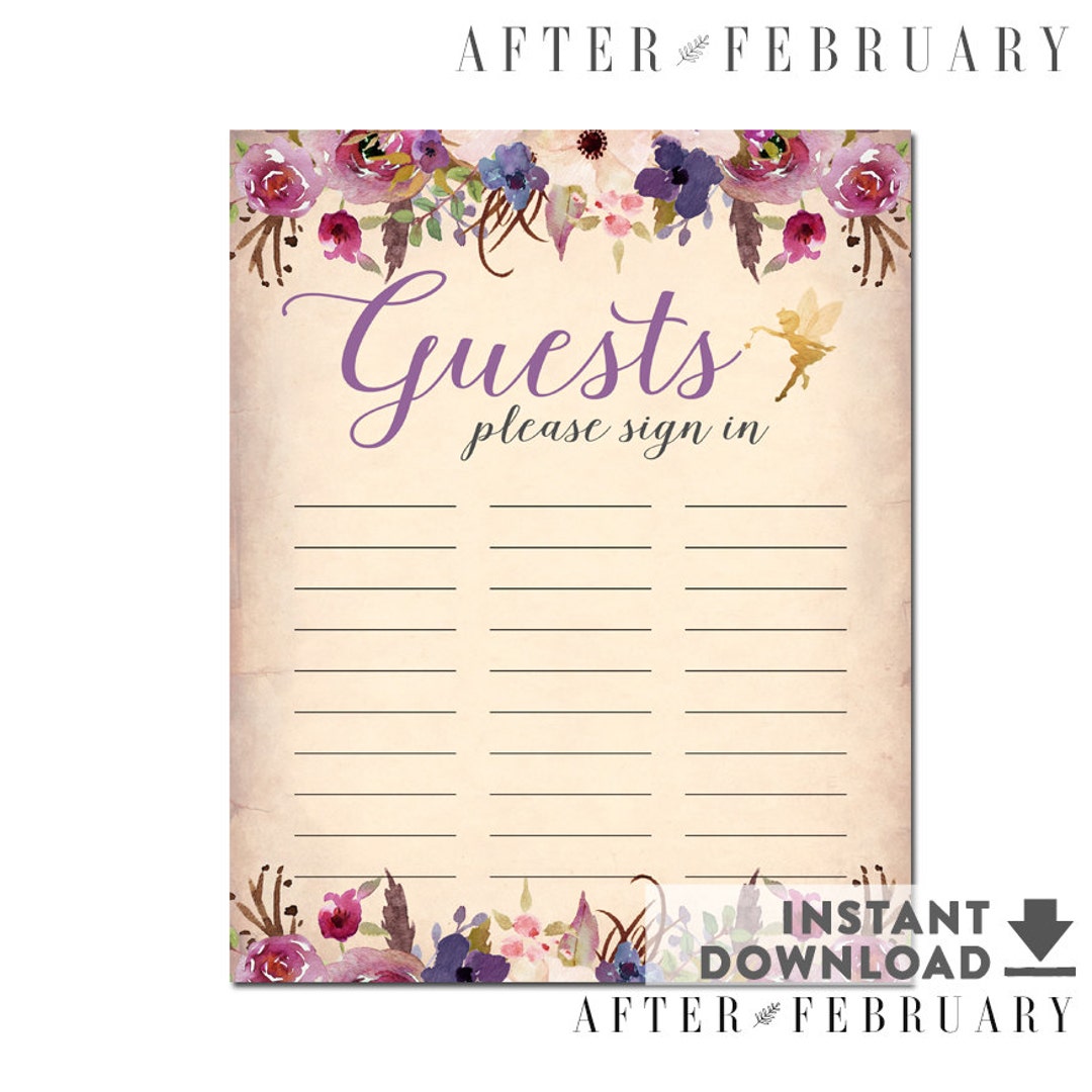 8x10 Guest Sign in Sheet Guestbook Alternative Plum - Etsy