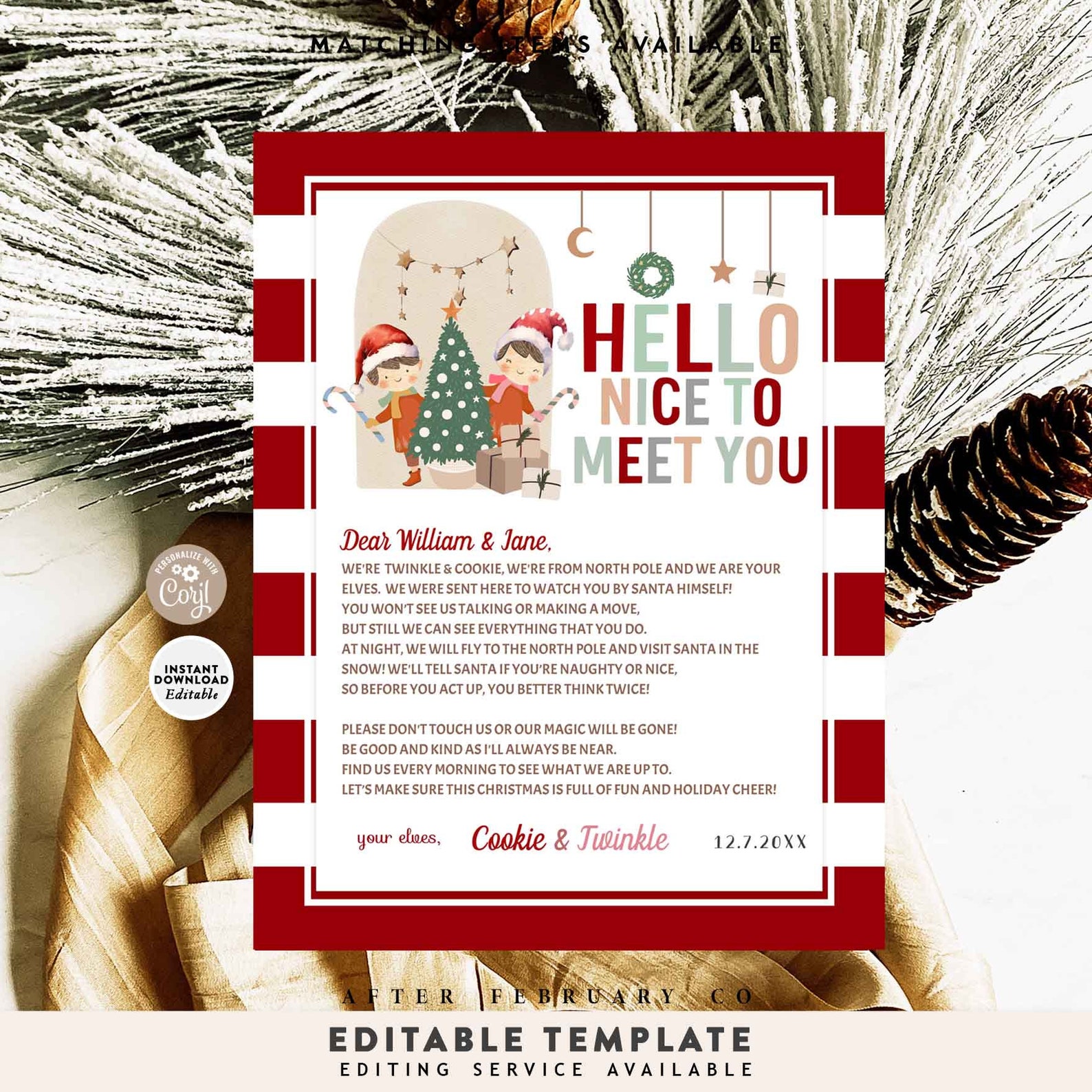 Editable Elf Boy Girl Arrival Letter: Modern 2 Elves First Letters ...