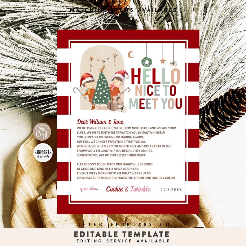Editable Elf Boy Girl Arrival Letter: Modern 2 Elves First Letters ...