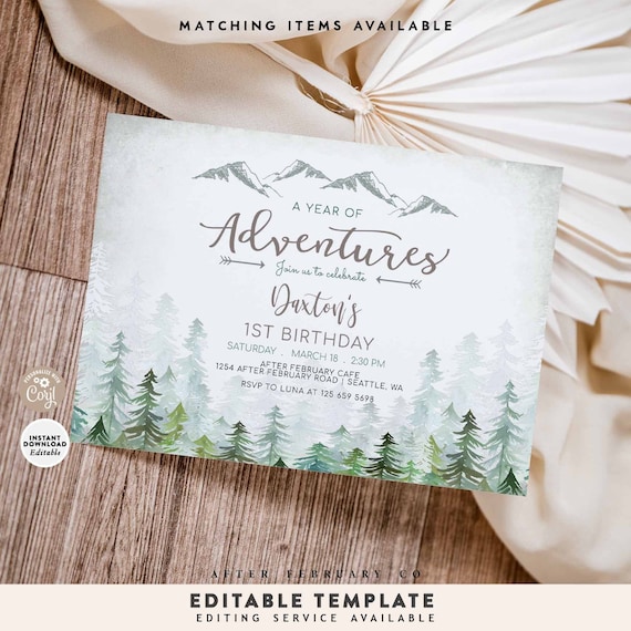 Outdoor Adventure Birthday Invitation Birthday Party Invitation