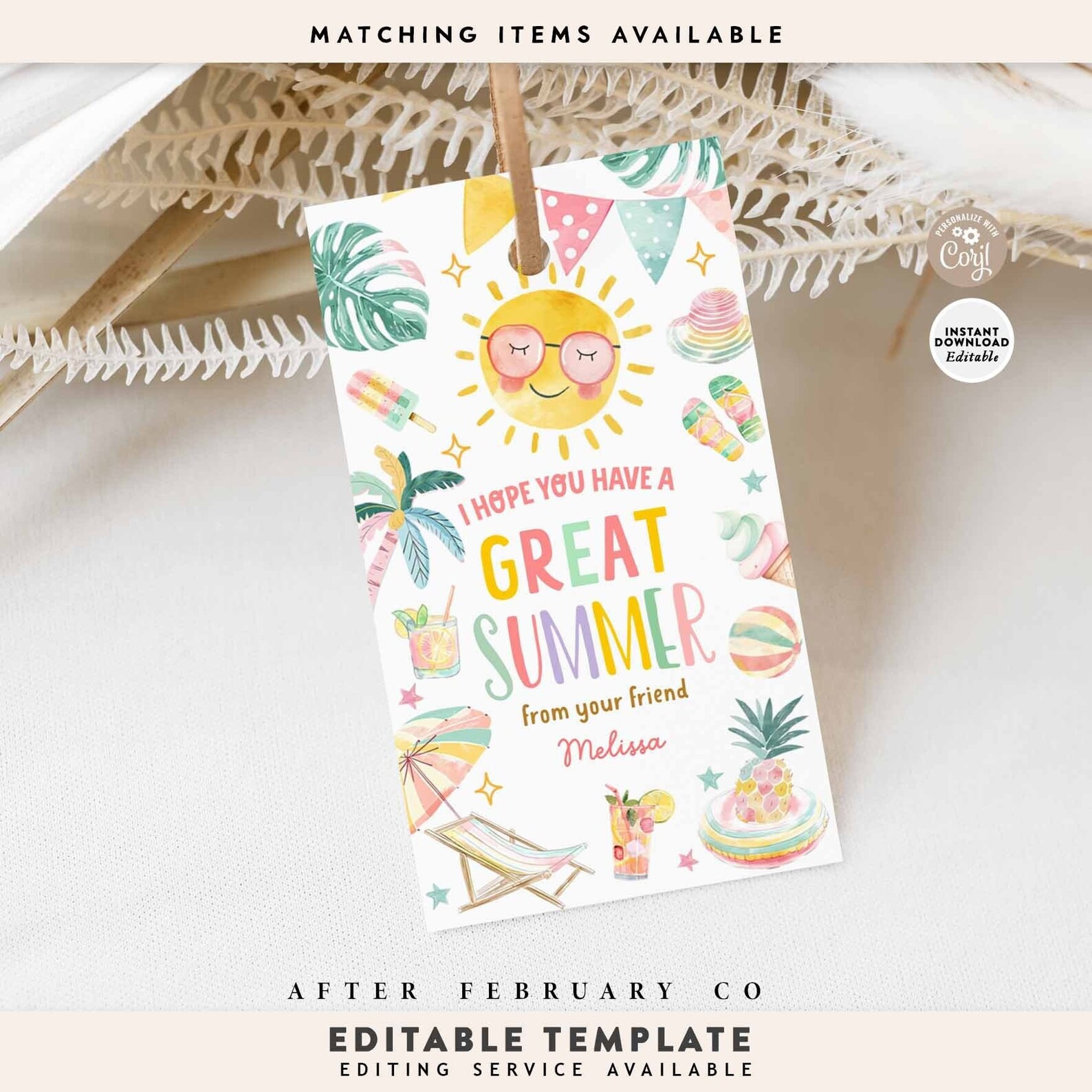 Editable Hope You Have A Great Summer Teacher Student Preschool Tag ...