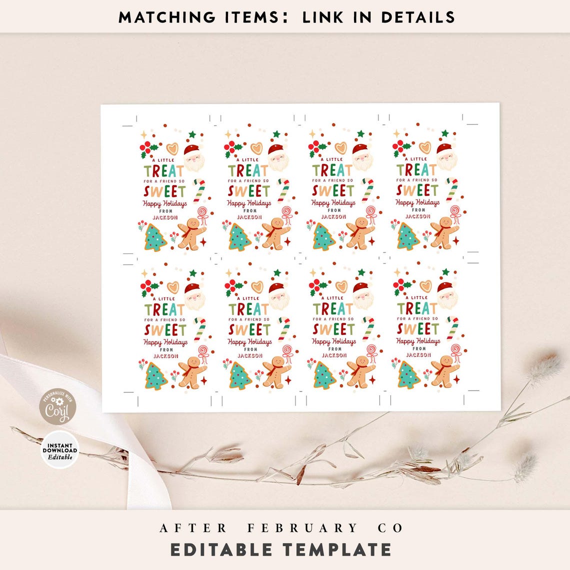 Editable Kids Christmas Treat Tag: School Holiday Favor Tags Printable ...