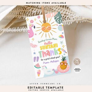 Editable Goodbye Lesson Plans Hello Suntan Sun Tan Teacher Tag ...