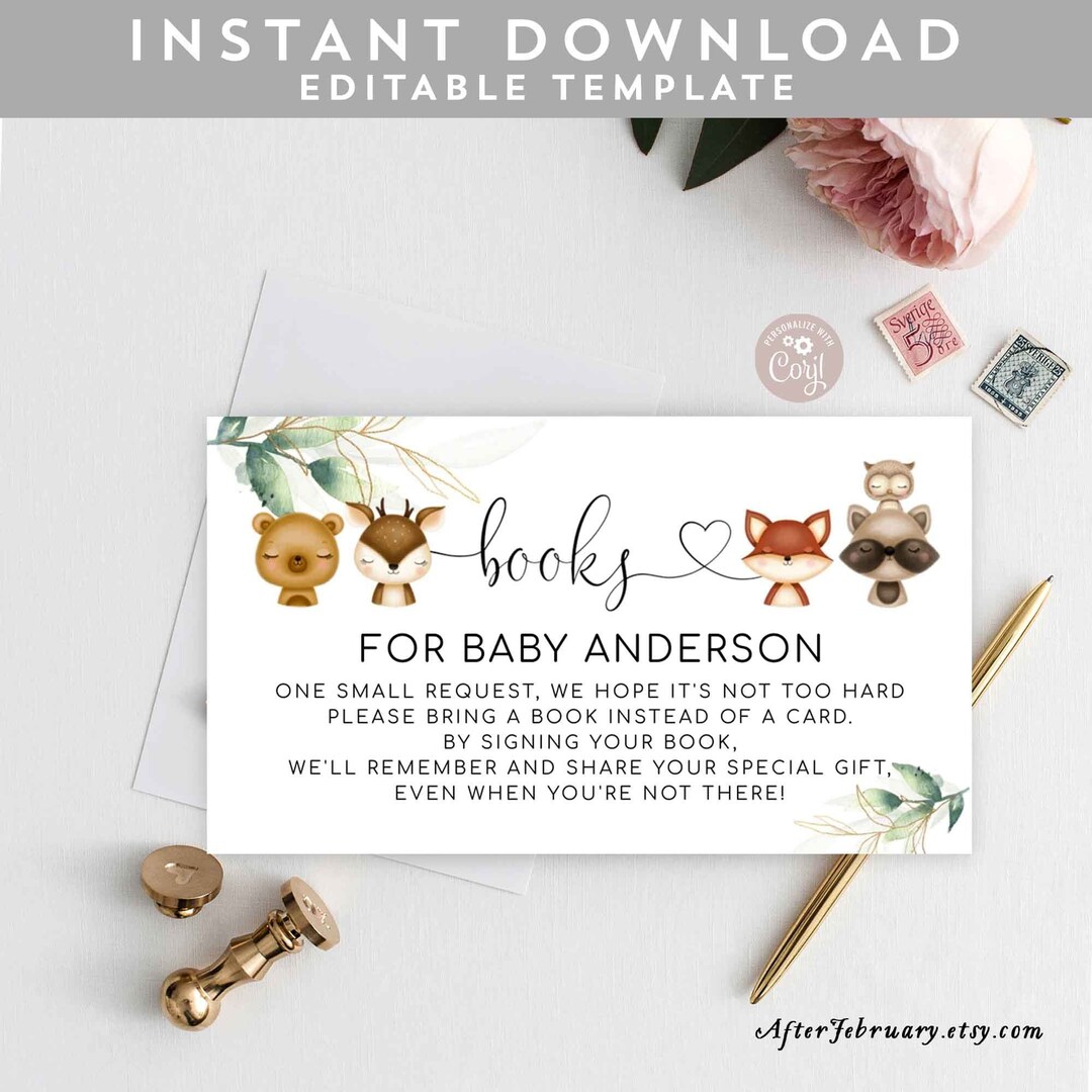 EDITABLE Woodland Books for Baby Book Request Insert Bear Deerr Owl Fox ...