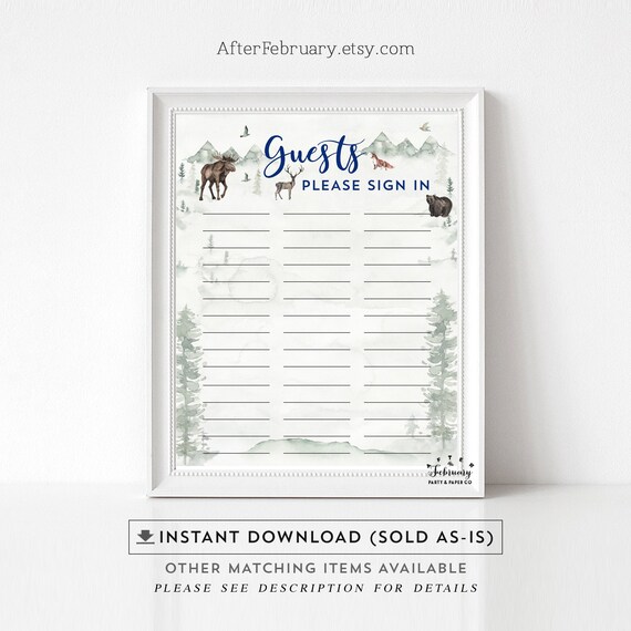 Guest Sign In Sheet 8x10 It's A Boy Boy Navy Sage | Etsy