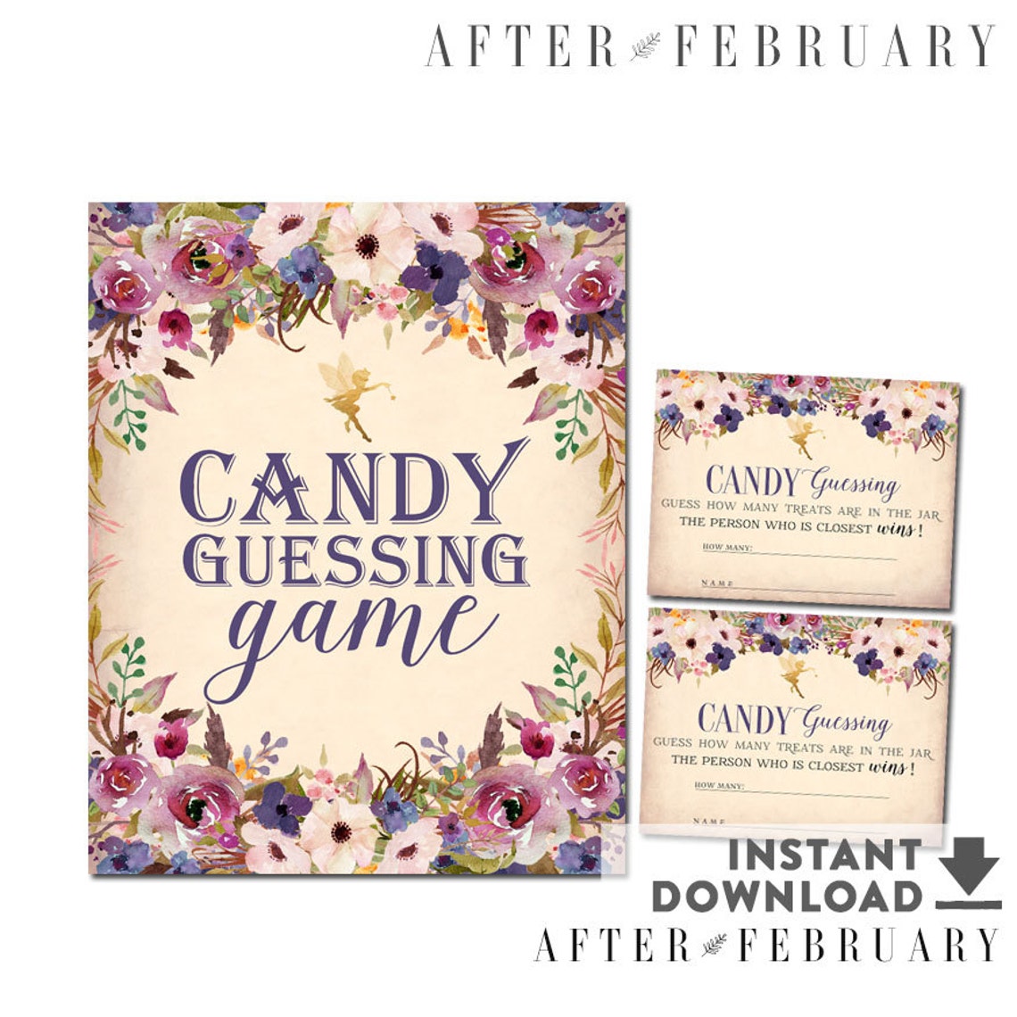 Guess How Many Candies Candy Guessing Game Printable Plum | Etsy