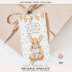 EDITABLE Boy Eggcellent Easter Bunny Tag Egg Hunt Preschool ...