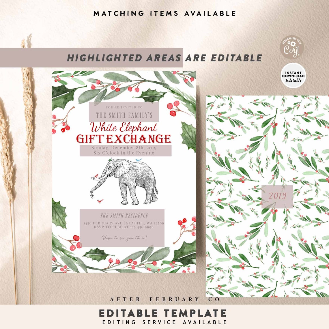 Editable White Elephant Invitation White Elephant Gift - Etsy