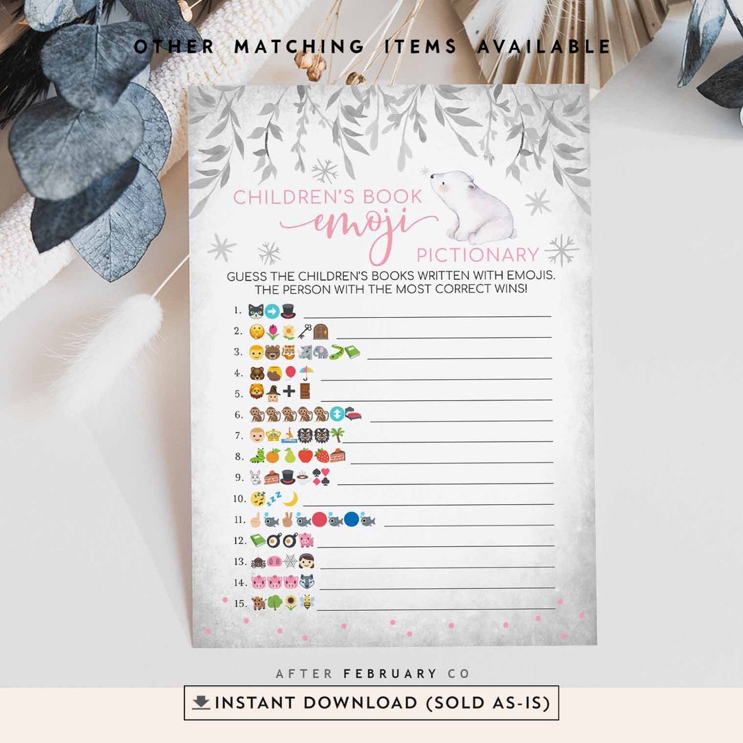 Winter Girl Pink Polar Bear Baby Shower Games Baby Animals Matching ...