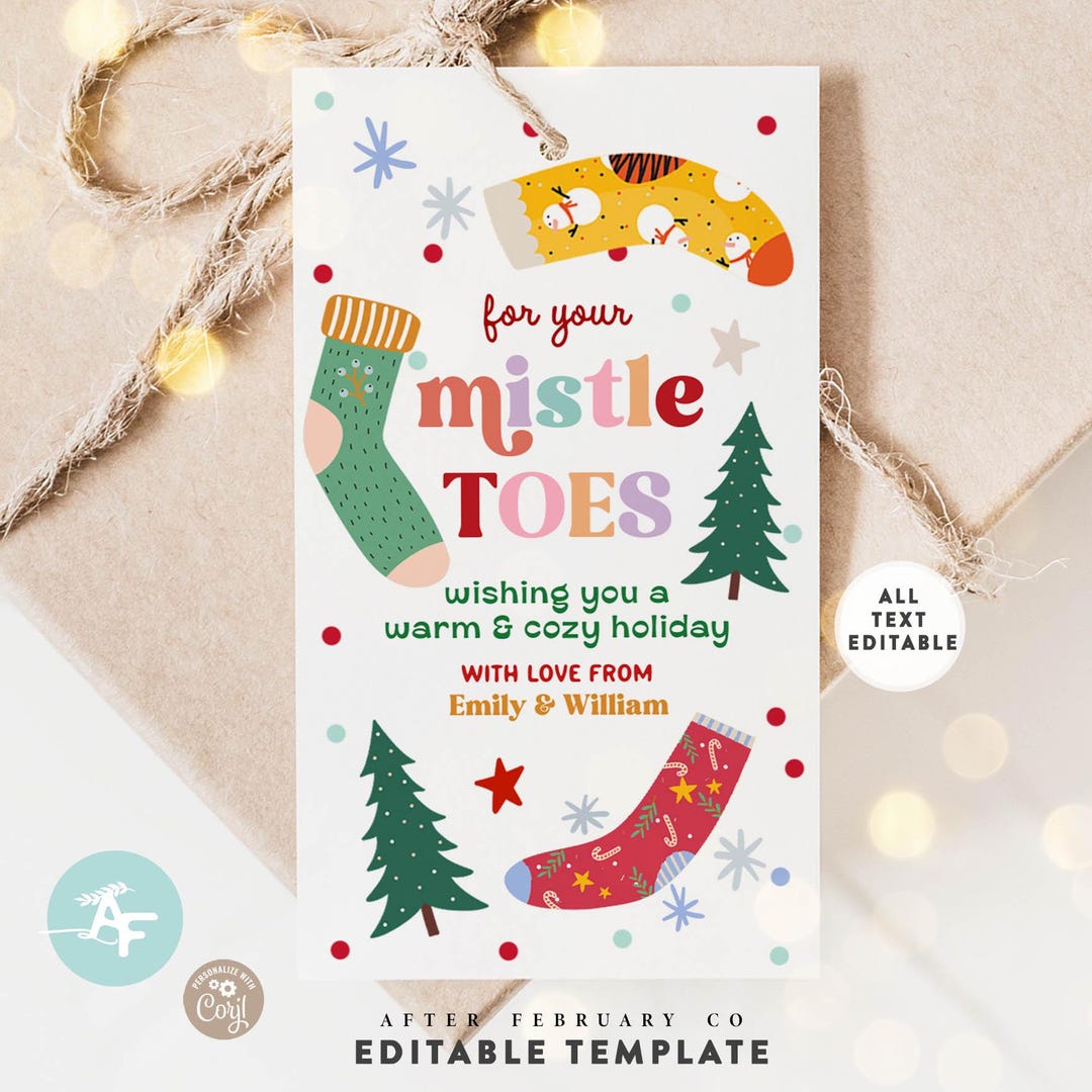 For Your Mistle Toes Christmas Gift Tags: Socks Mistletoes Hang Tag ...