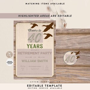 Editable Rustic Retirement Invitation Retirement Party Duck Hunting ...