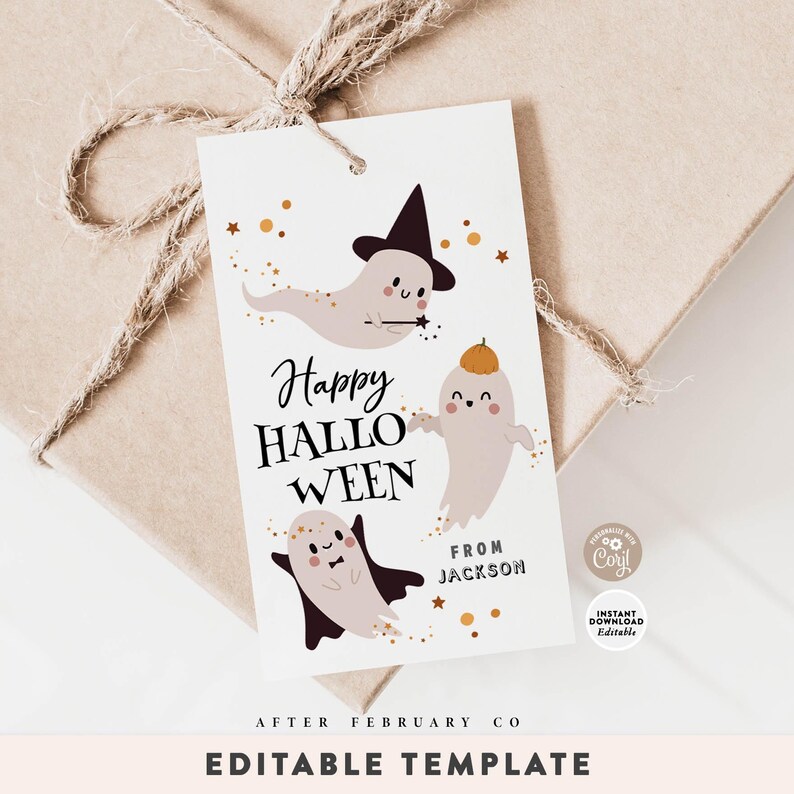 Editable Ghost Halloween Treat Tag: Boy Boo Favor Tags Printable ...