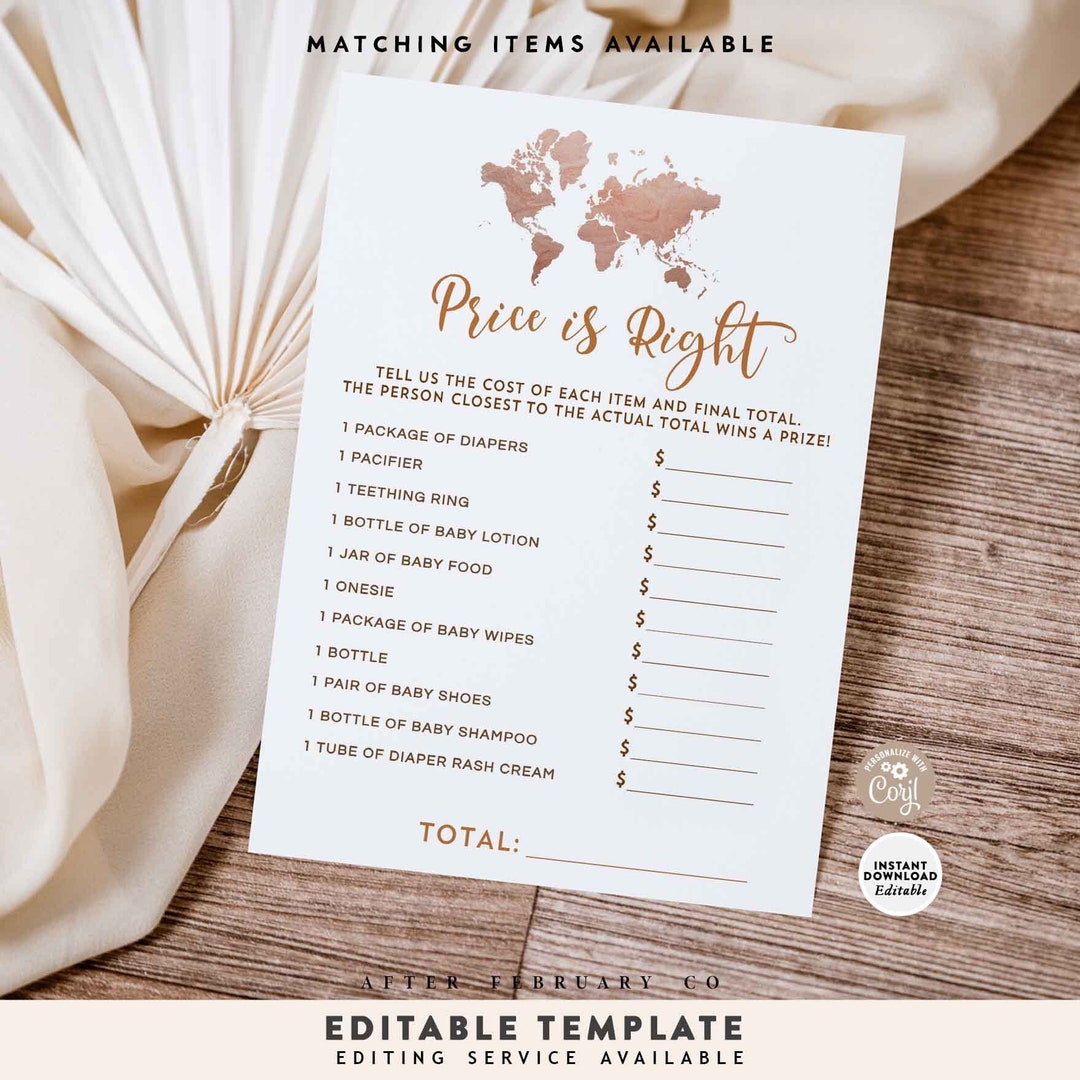 EDITABLE Earth Tone Terracotta Boho Adventure Baby Shower Price is ...