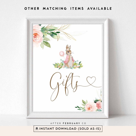 Greenery Pink Girl Flopsy Peter Rabbit Baby Shower Gifts Sign - Etsy