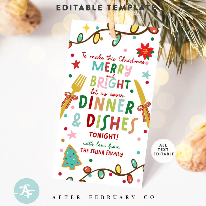 Christmas Dinner and Dishes Gift Tags: Holiday Homemade Dinners Tag ...