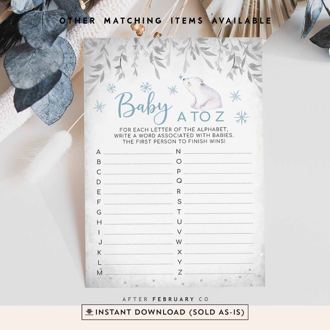 Winter Polar Bear Blue Boy Baby Shower Games Guess Who Said It Game ...
