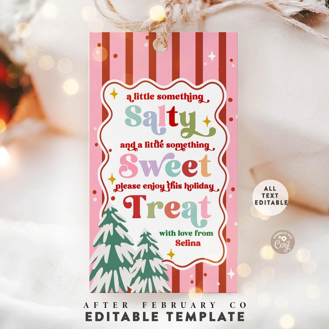 Christmas Salty Sweet Treat Gift Tags: Holiday Pretzels Popcorn Tags ...