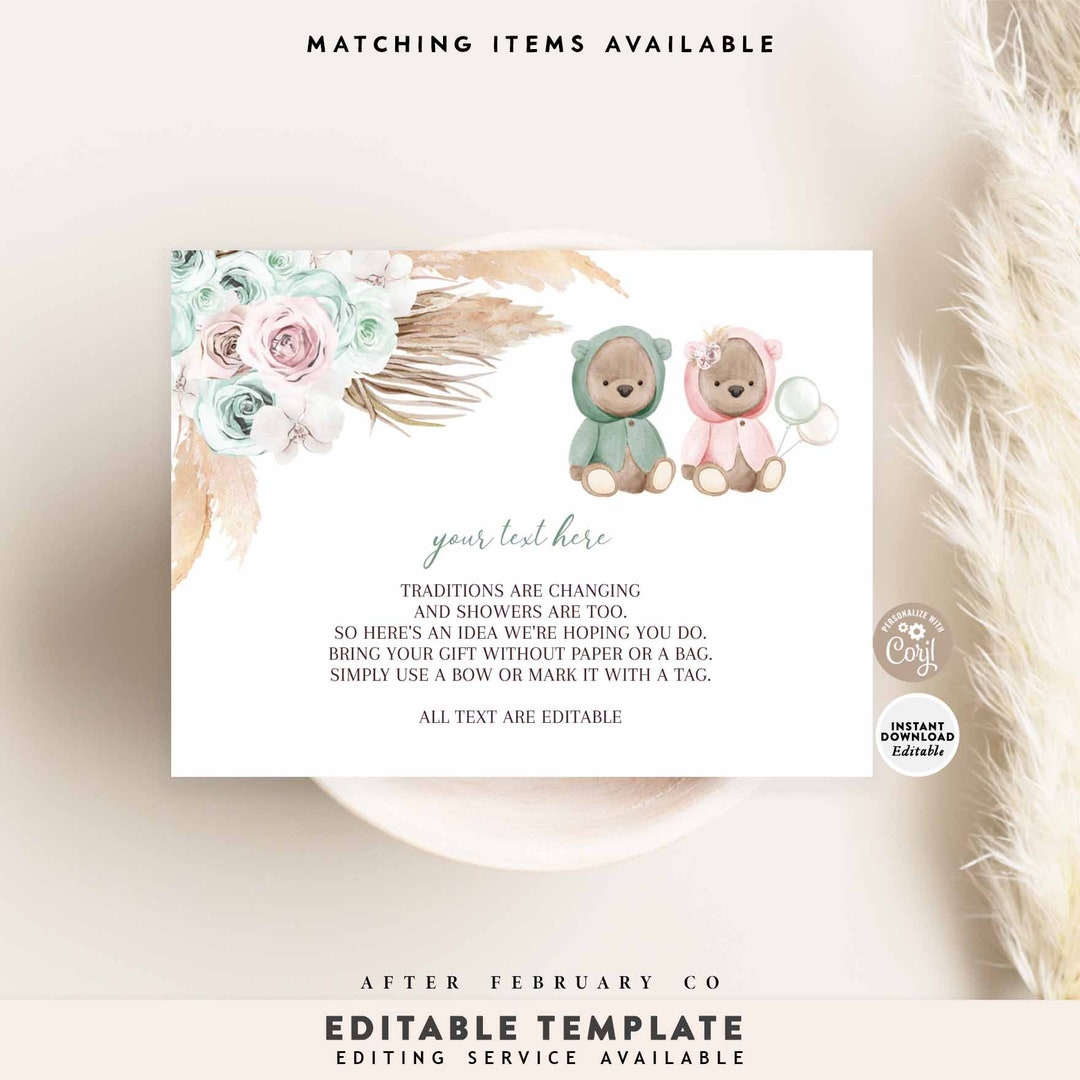 EDITABLE Twin Boy Girl Pink Sage Green All Text Editable Detail Insert ...