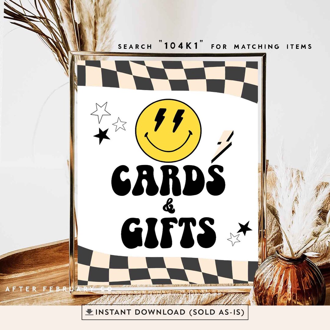 Smiley Face Party Cards and Gifts Table Sign One Happy Dude Two Happy ...