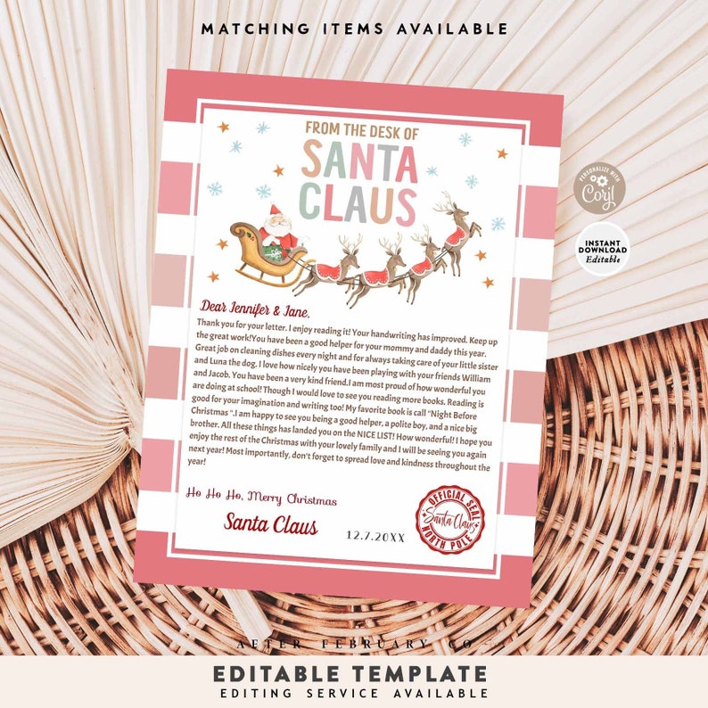 EDITABLE Letter From Santa Official Greeting Letter From Santa - Etsy
