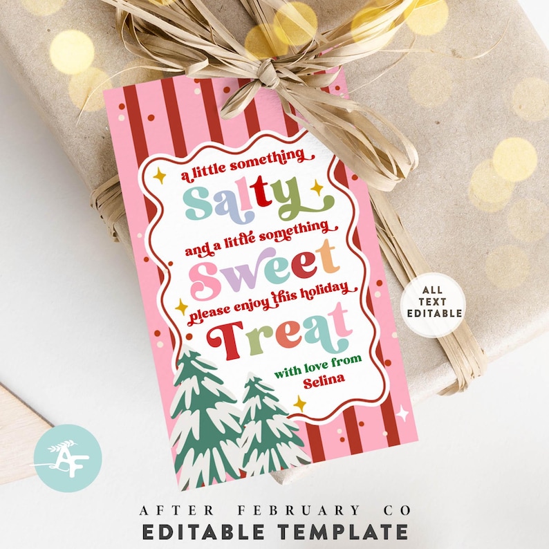 Christmas Salty Sweet Treat Gift Tags: Holiday Pretzels Popcorn Tags ...