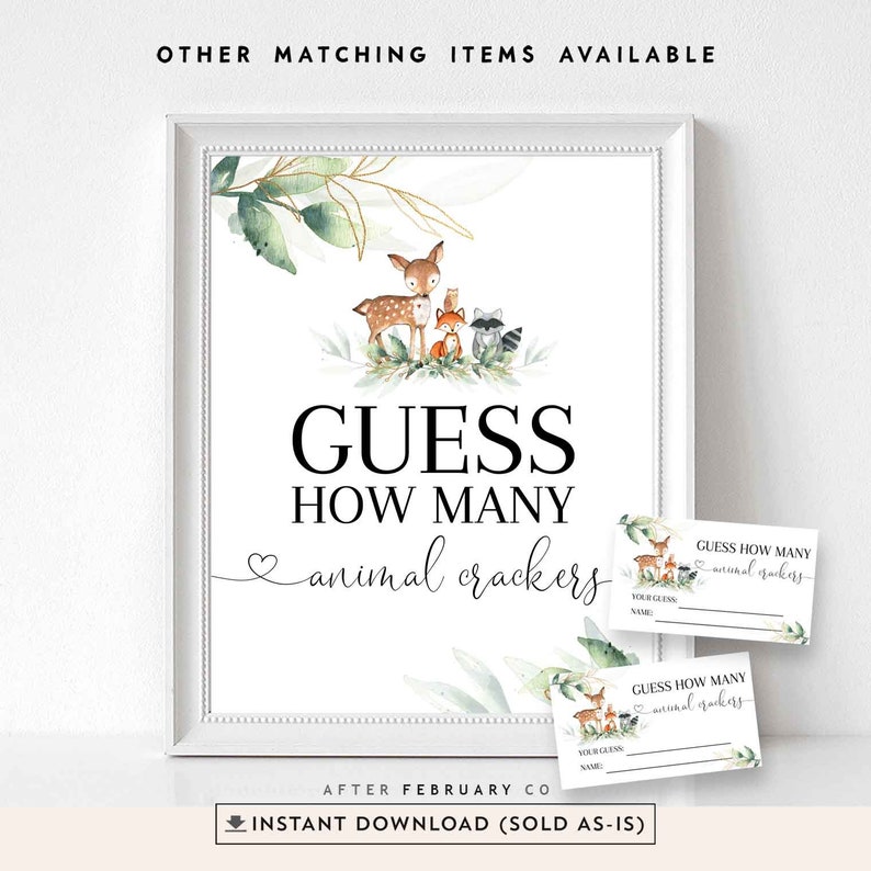 Woodland Animal Baby Shower Game Forest Animal Guess How Many - Etsy