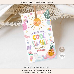 Editable Hope You Have A Cool Summer Teacher Student Preschool Tag Last ...
