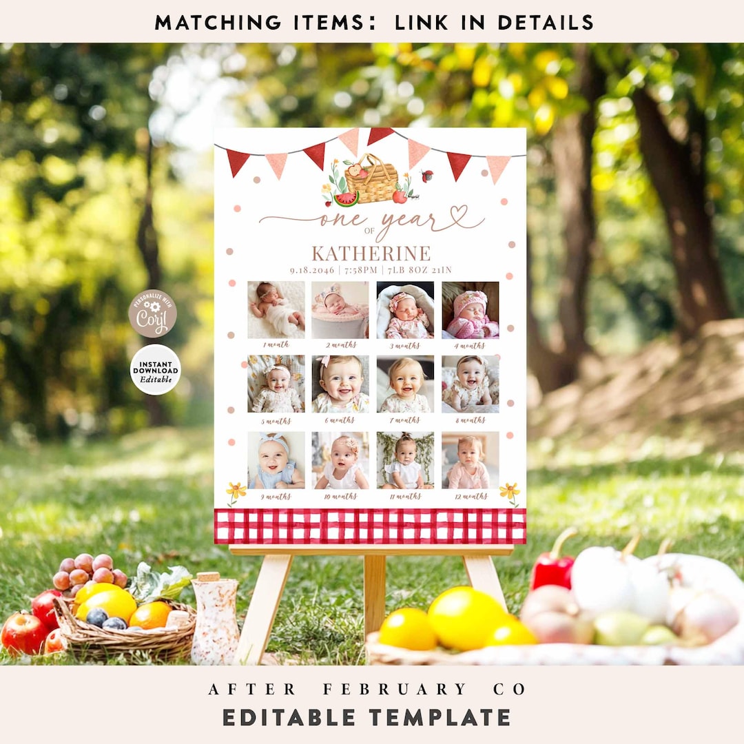 EDITABLE Picnic in the Park Birthday Sweet Summer Picnic Birthday First ...
