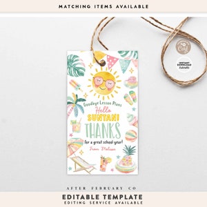 Editable Goodbye Lesson Plans Hello Suntan Sun Tan Teacher Tag ...