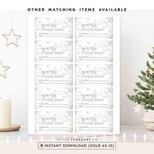 Winter Polar Bear Baby Shower Games Guess How Many Game Gender Neutral ...