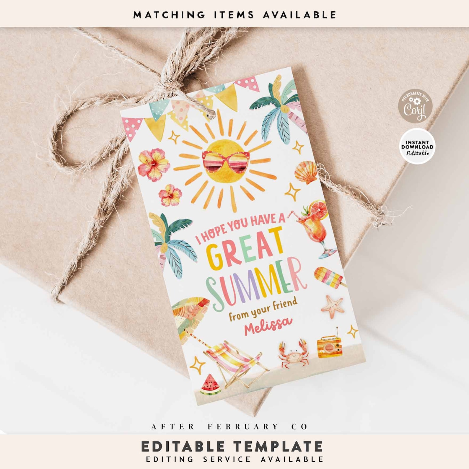 Editable Hope You Have A Great Summer Teacher Student Preschool Tag ...